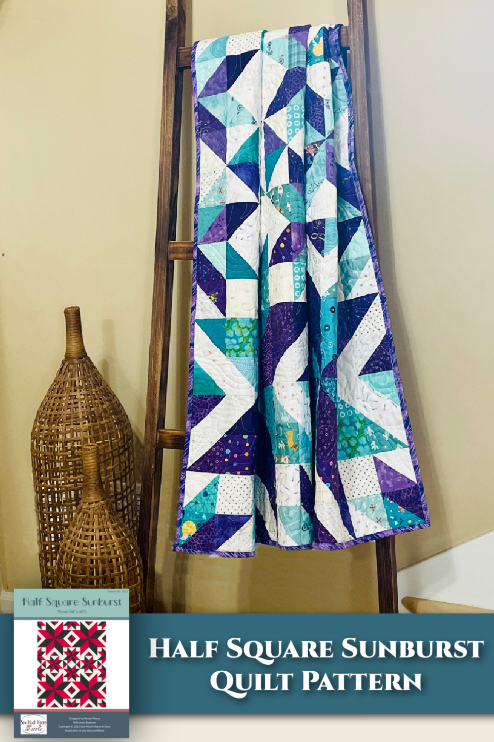 Half Square Sunburst Quilt Pattern - Sew Much Moore